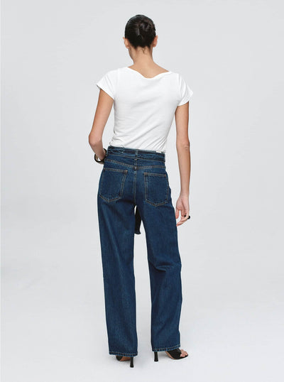 Shop Marle's Belted Wide Leg Jean in Classic Blue - RIISE